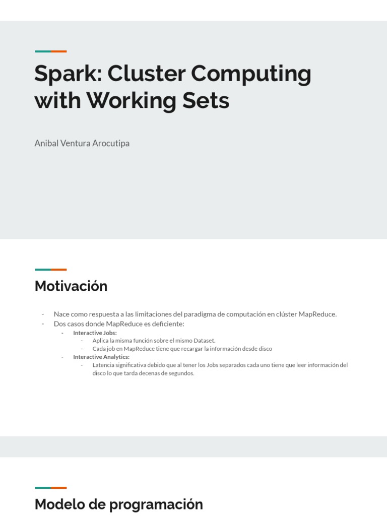 Spark Cluster Computing With Working Sets | PDF | Mapa reducido | Apache Hadoop