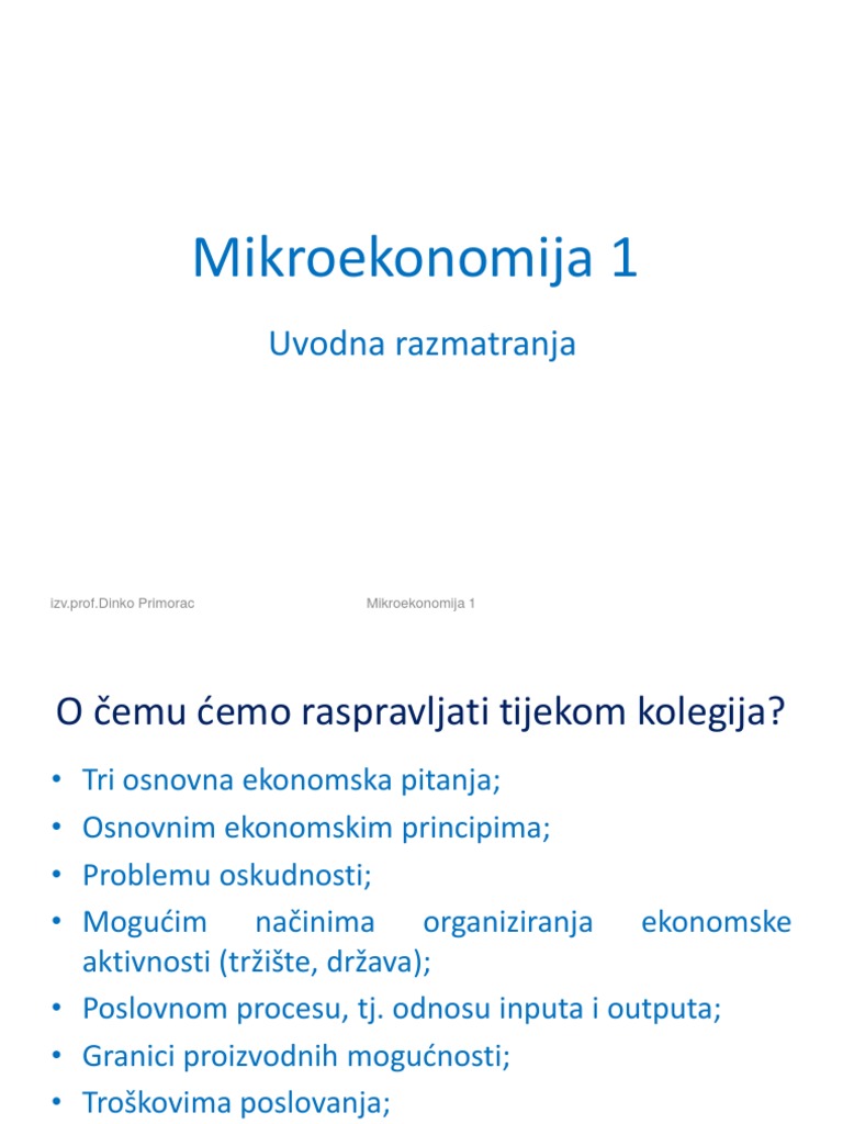 Mikroekonomija 1 - 1 | PDF