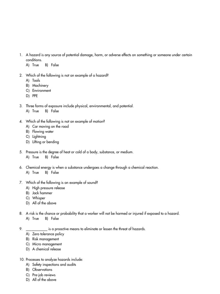 Hazard Recognition Quiz | PDF | Science & Mathematics
