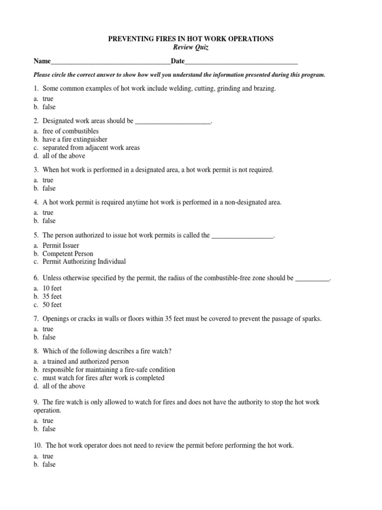 Preventing Fires in Hot Work Operations | PDF