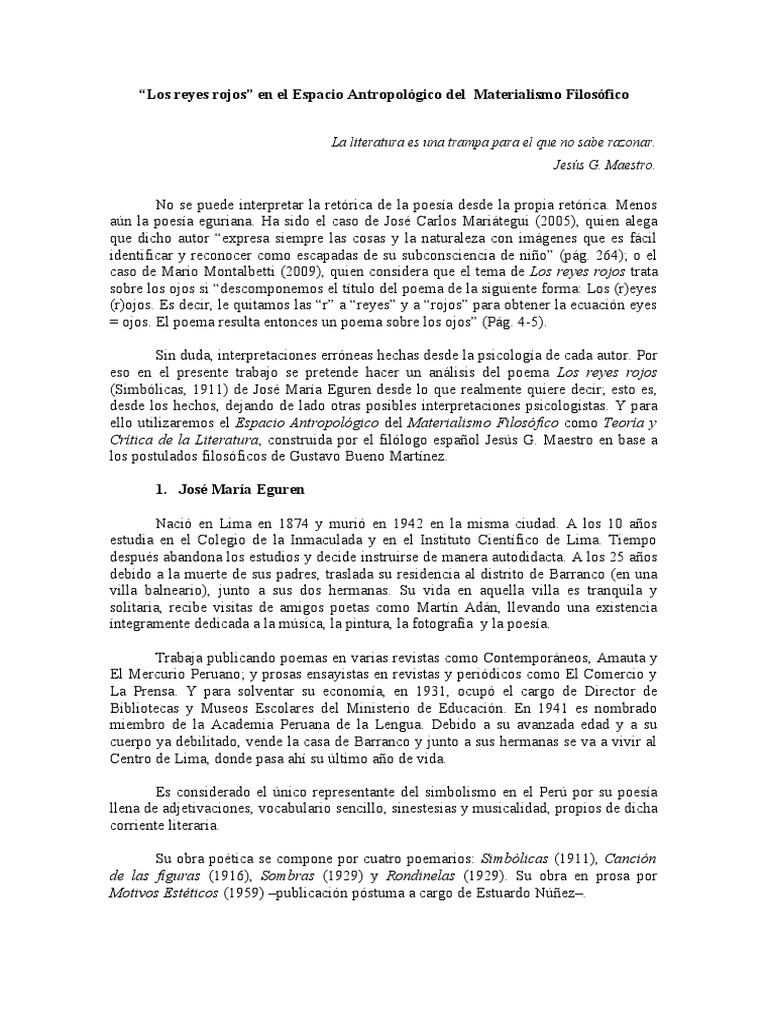 Los Reyes Rojos en El Espacio Antropológico Del Materialismo Filosófico ...