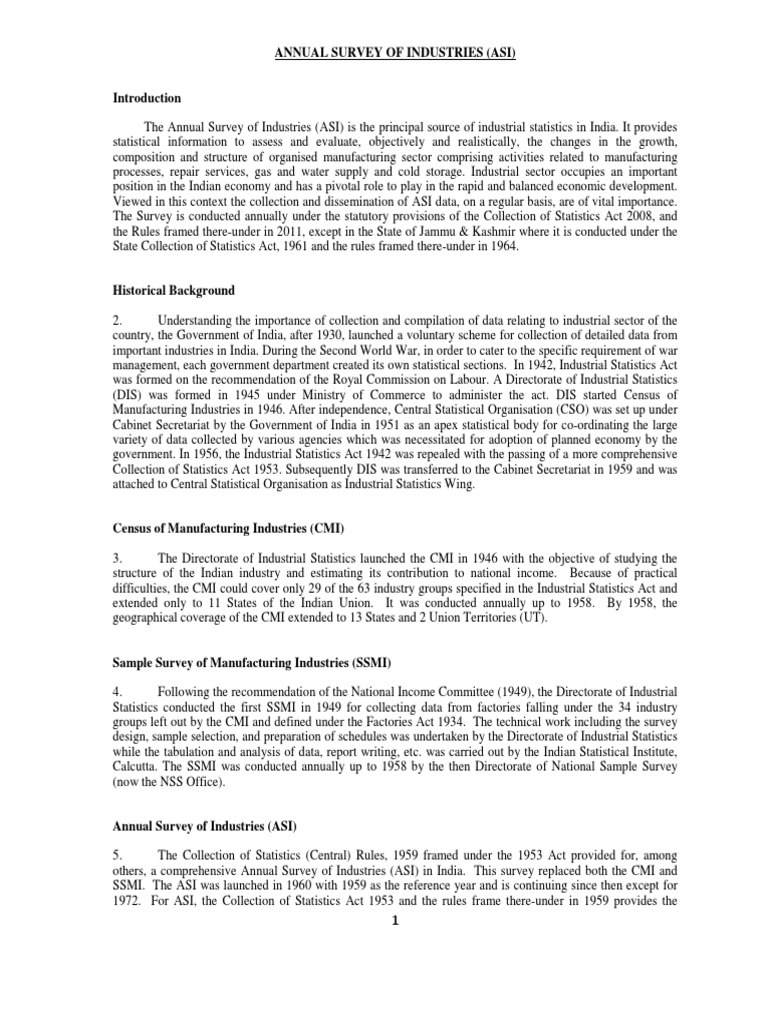Annual Survey of Industries (Asi) | Download Free PDF | Fixed Capital ...