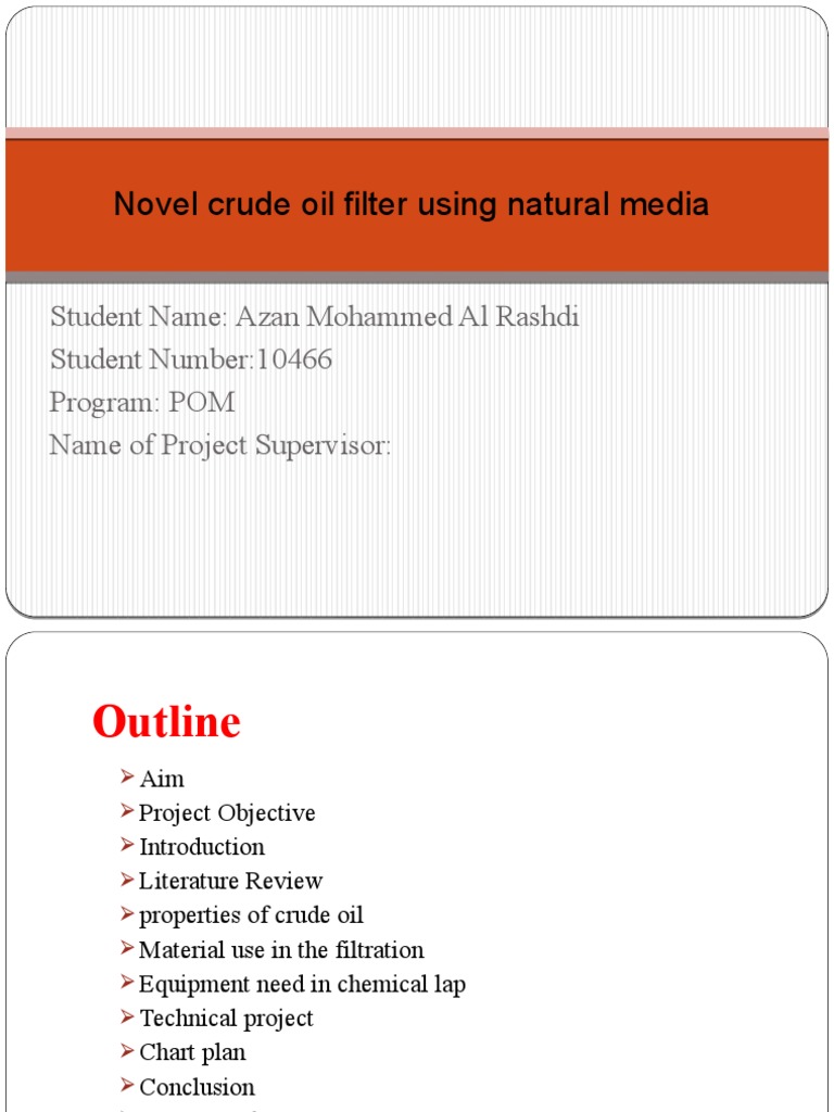 Novel Crude Oil Filter Using Natural Media | PDF | Petroleum | Filtration