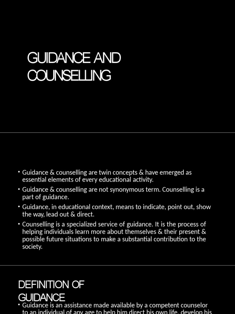 Guidance and Counseling Overview | PDF | School Counselor | Psychotherapy