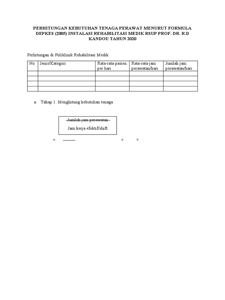 Perhitungan Kebutuhan Tenaga Perawat Menurut Formula Depkes | PDF