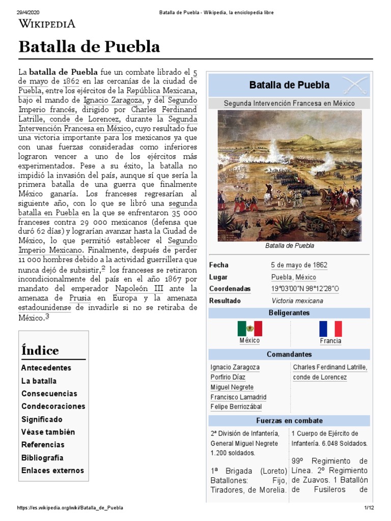 Batalla de Puebla PDF | PDF | Militar | Ciencia militar