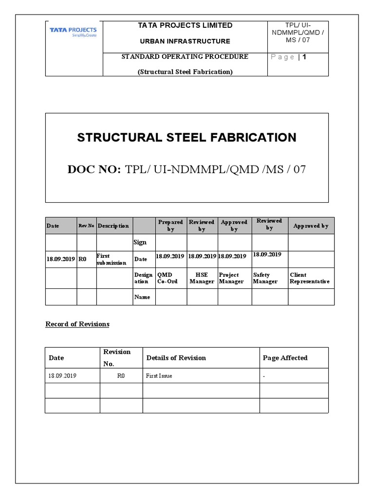 Structural Steel Fabrication SOP | PDF | Nondestructive Testing | Welding