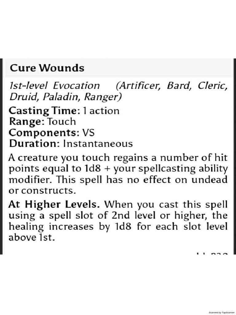 Cure Wounds | PDF