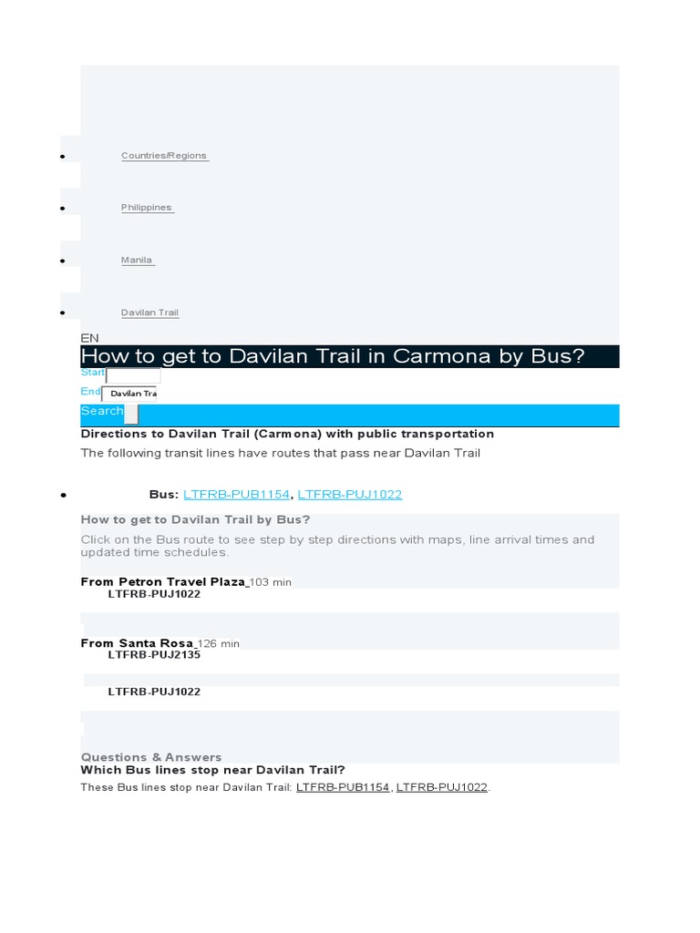 How To Get To Davilan Trail in Carmona by Bus?: Search | Download Free ...