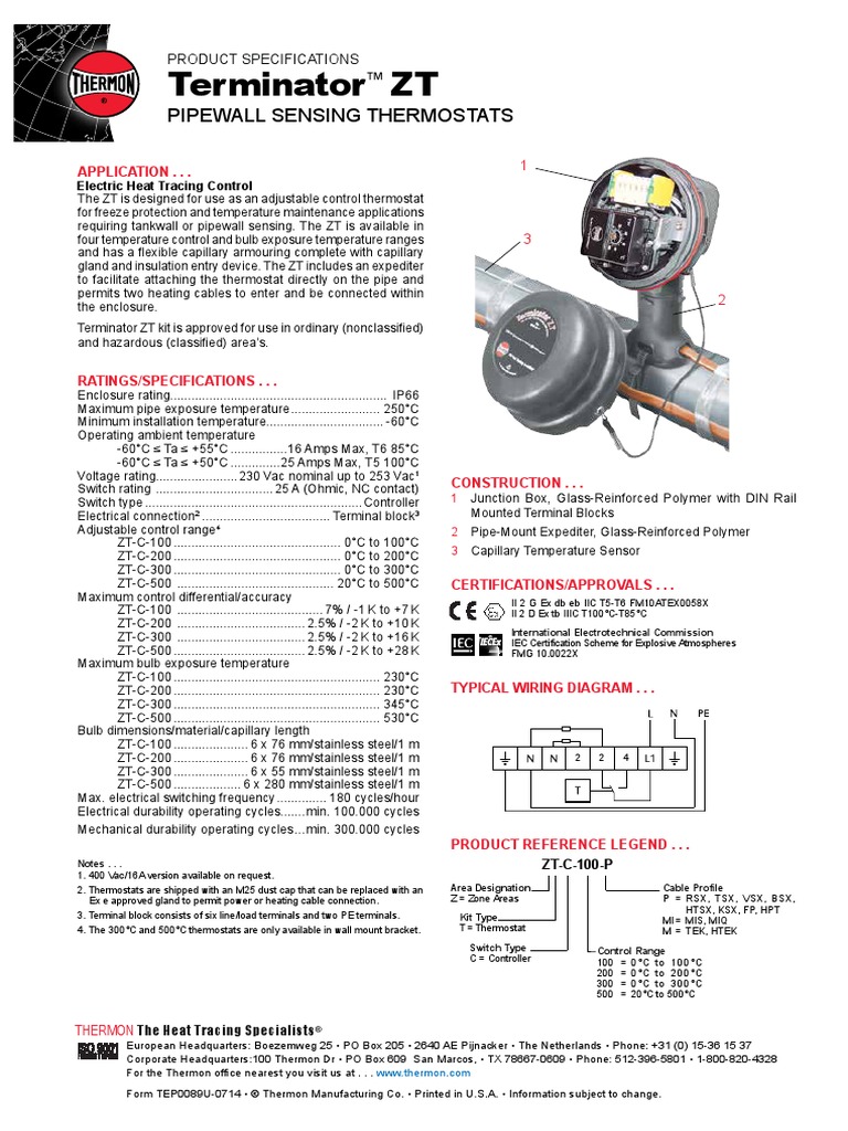 TEP0089U Terminator ZT Spec | PDF | Thermostat | Electrical Engineering