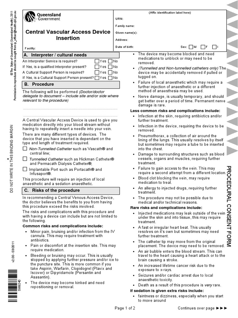 CVL Consent PDF | PDF | Intravenous Therapy | Catheter