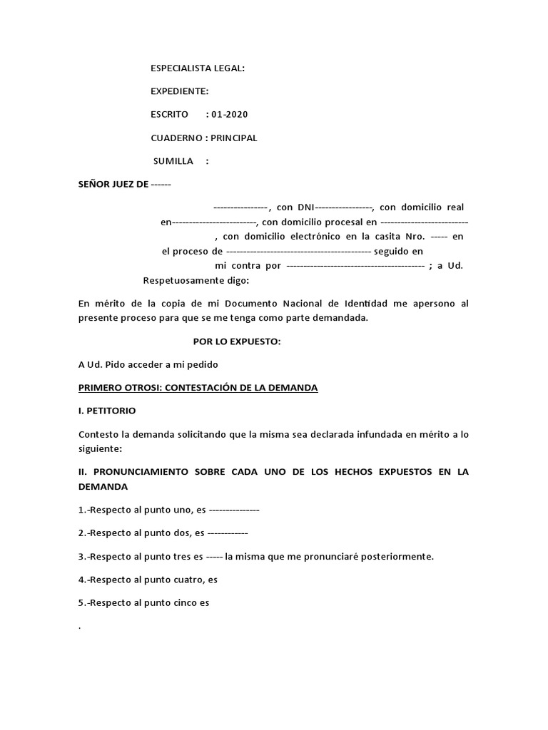 Modelo de Reconvención | PDF | Demanda judicial | Ley Pública