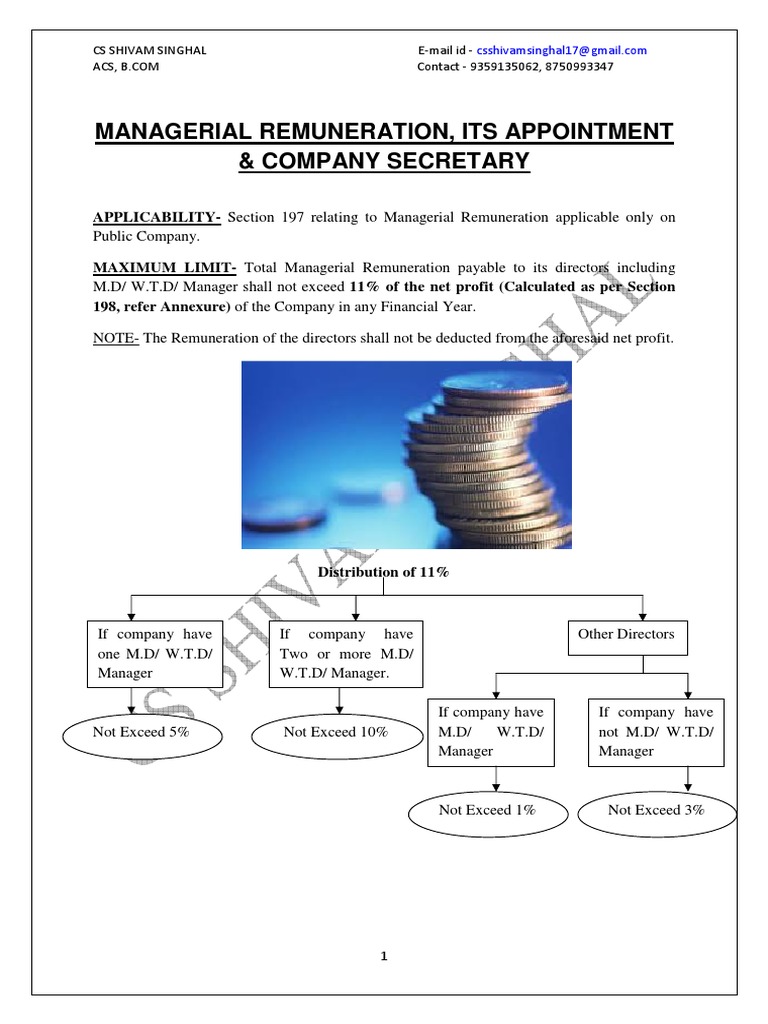 Managerial Remuneration, Its Appointment & Company Secretary | PDF ...