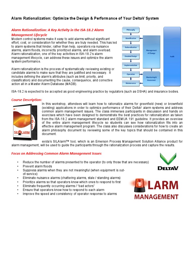 Alarm Rationalization: A Key Activity in The ISA - 18.2 Alarm ... Alarm Rationalization: A Key Activity in The ISA - 18.2 Alarm ...