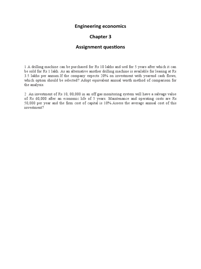 Engineering Economics Assignment | PDF