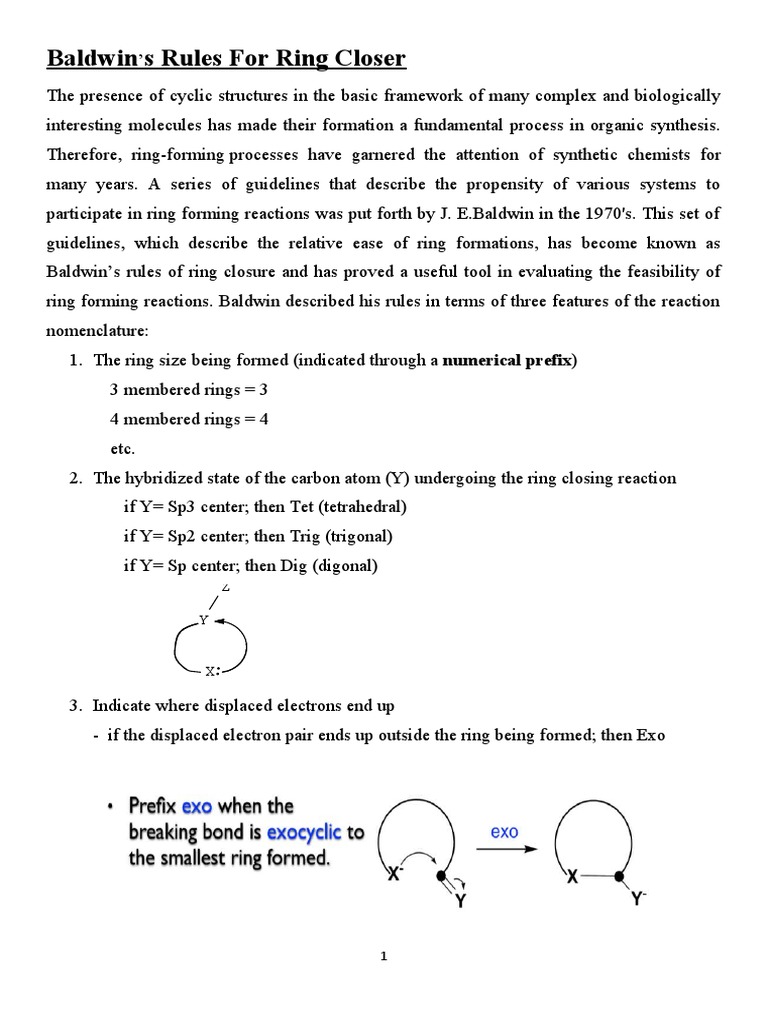 Baldwin's Rules For Favored Ring Closure Reactions | PDF | Organic ...