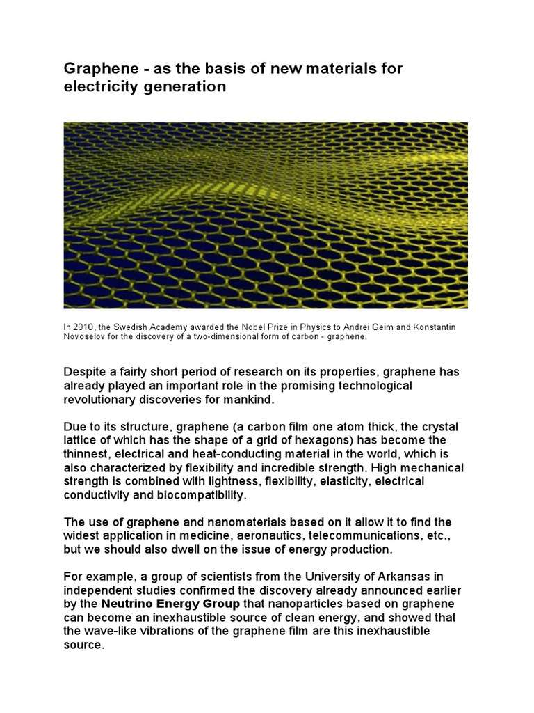 Graphene-New Material For Electricity Generation | PDF | Graphene ...