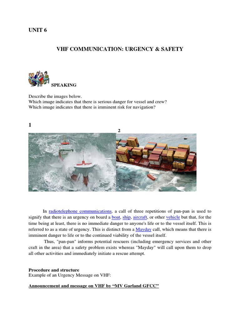 VHF Communication Urgency & Safety | Download Free PDF | Tropical ...