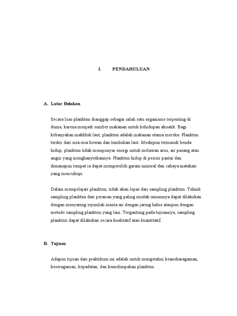 Metode Pengumpulan Sampel Plankton | PDF