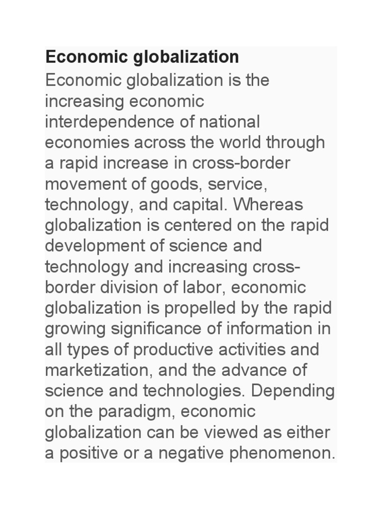 Economic Globalization | PDF | Globalization | Economic Globalization