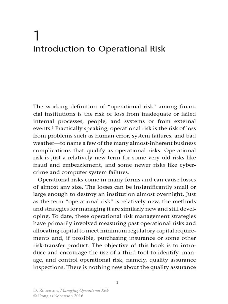 Introduction To Operational Risk | PDF | Operational Risk | Quality ...