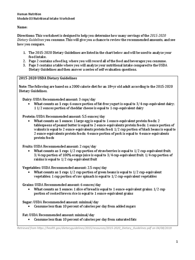 Dietary Guidelines You Consume. This Will Give You A Chance To Review ...