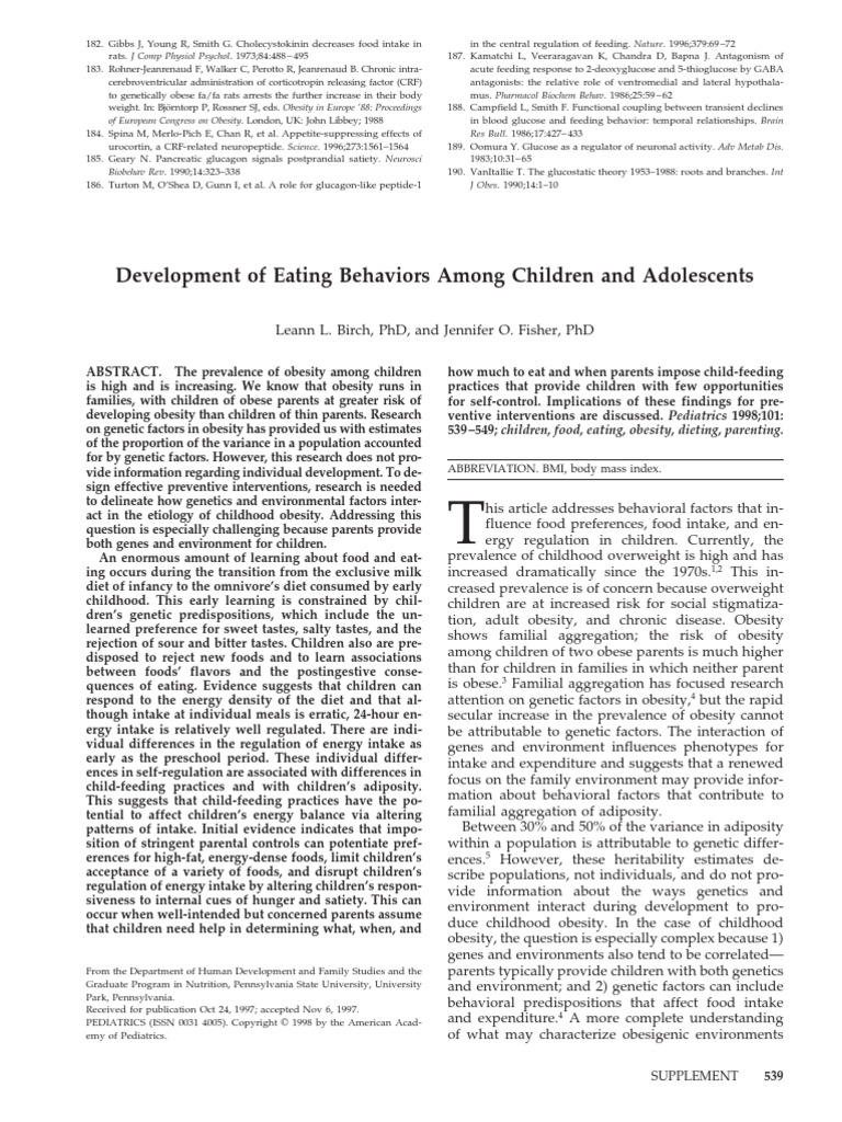 Development of Eating Behaviour | PDF | Eating | Obesity