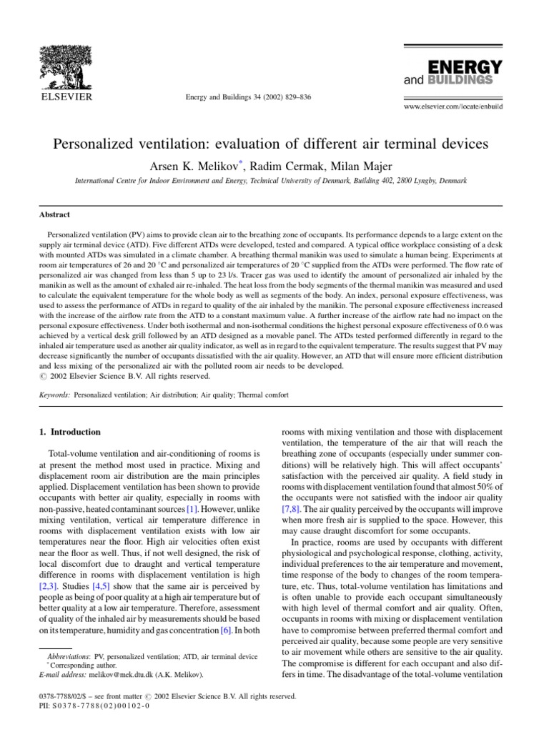 Personalized Ventilation: Evaluation of Different Air Terminal Devices ...