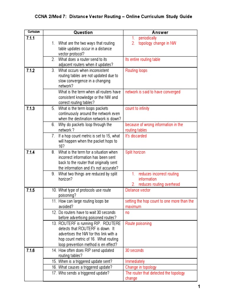 CCNA2 Module 7 Study Guide | PDF | Routing | Router (Computing)