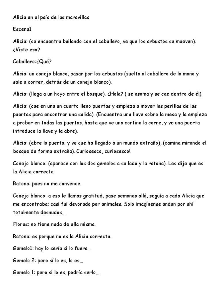 Alicia en El País de Las Maravillas | PDF | Las aventuras de Alicia en ...
