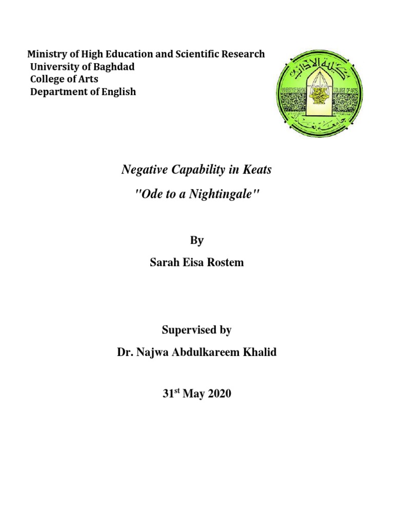 Research Paper About Negative Capability | PDF | John Keats | Romanticism