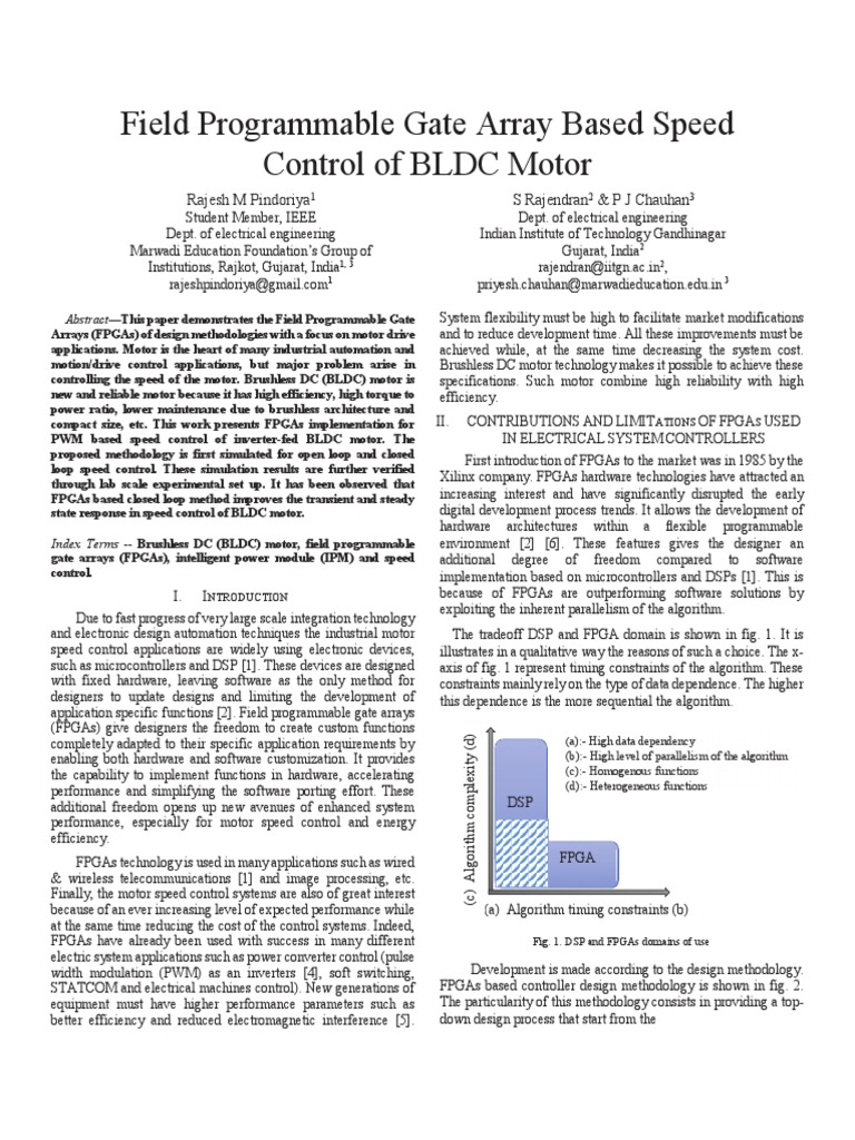 Field Programmable Gate Array Based Speed Control of BLDC Motor | PDF | Field Programmable Gate ...