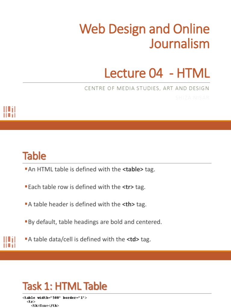 HTML - Tables | PDF