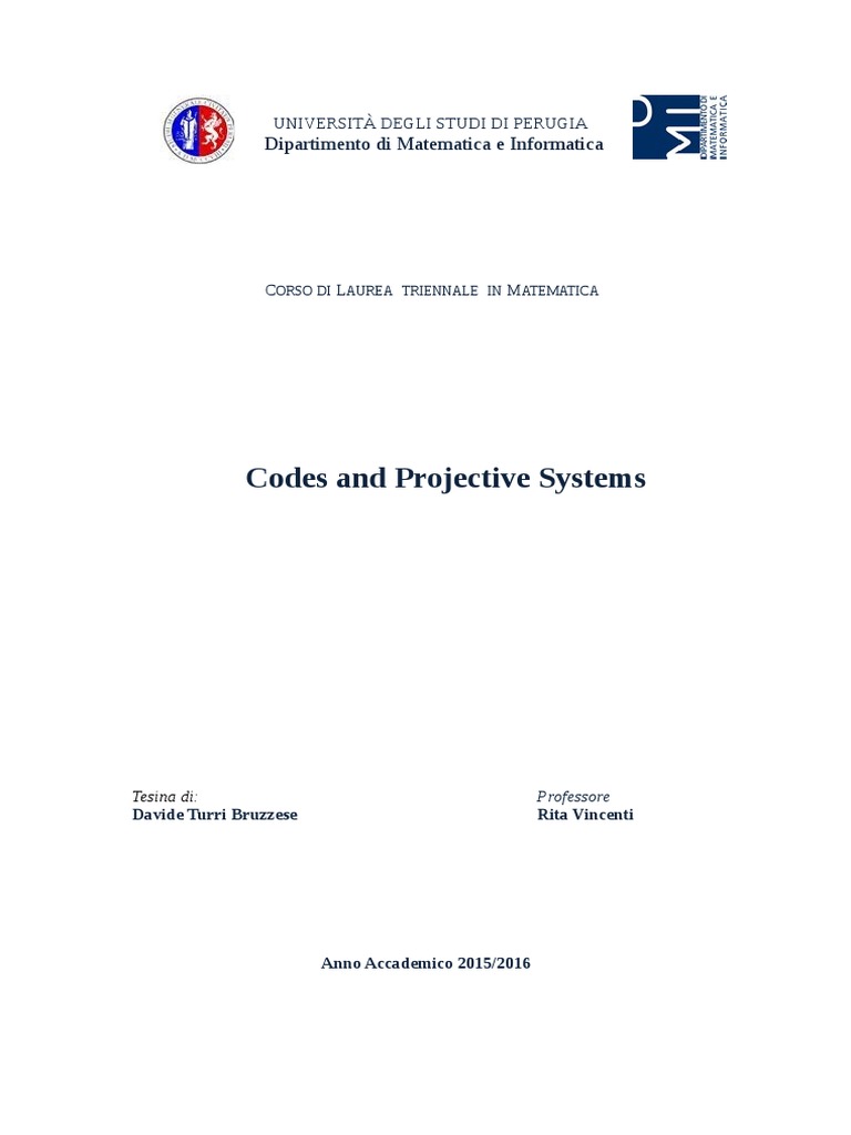 Codes and Projective Systems | PDF | Eigenvalues And Eigenvectors ...
