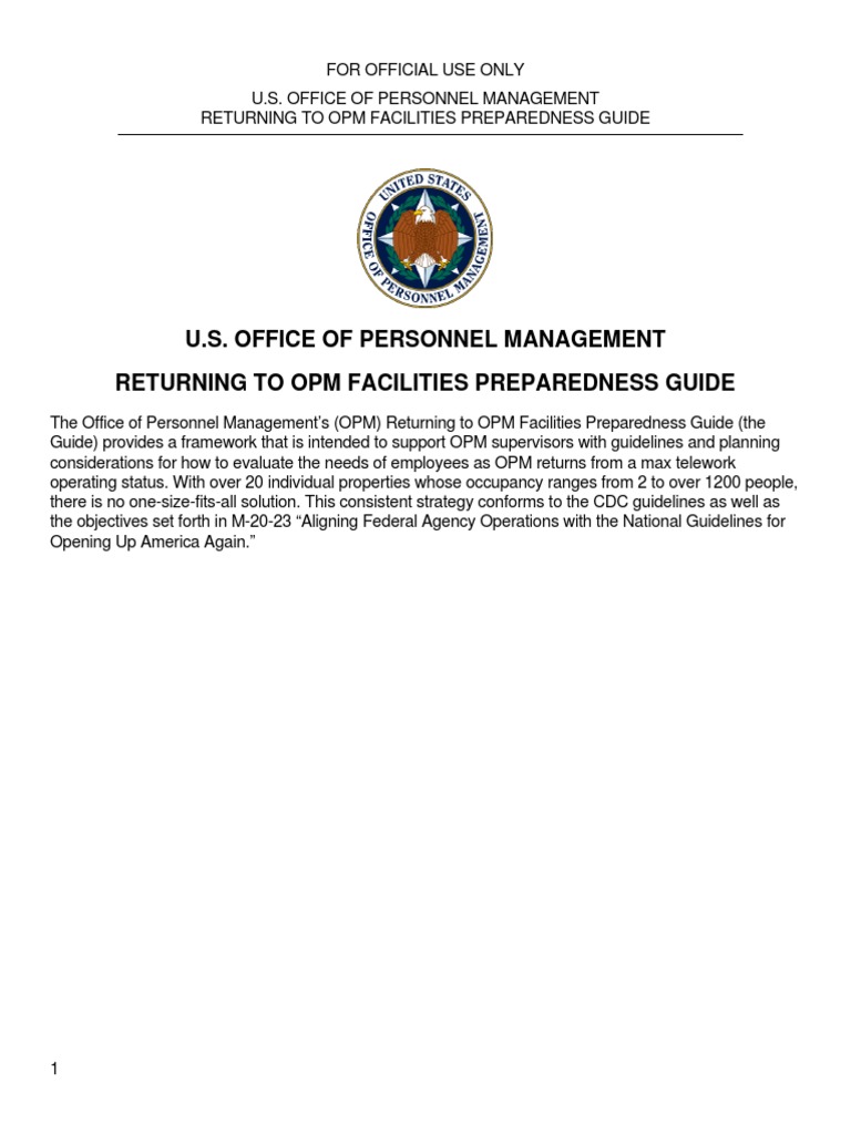 Returning To OPM Facilities Plan | PDF | United States Office Of ...