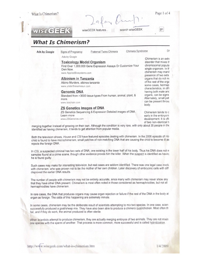 What Is Chimerism | PDF