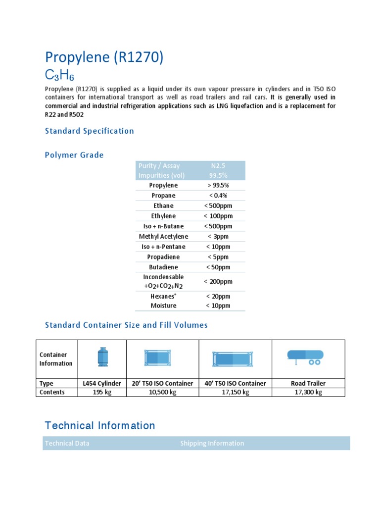 Propylene (R1270) : Technical Information | PDF