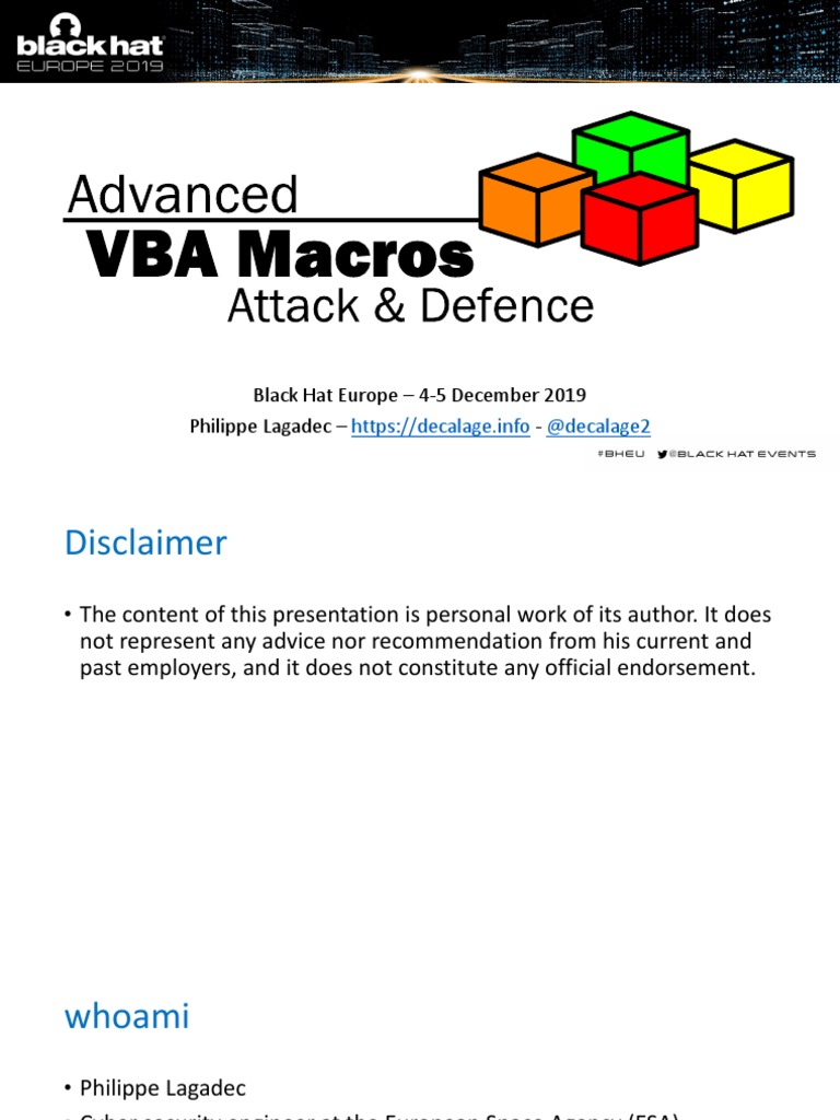 Eu 19 Lagadec Advanced Vba Macros Attack And Defe Pdf Visual Basic