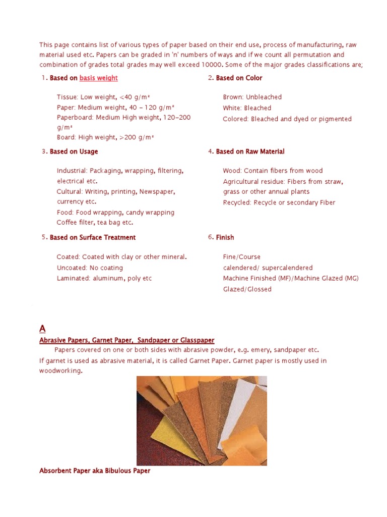 Types of Paper | Download Free PDF | Paperboard | Paper