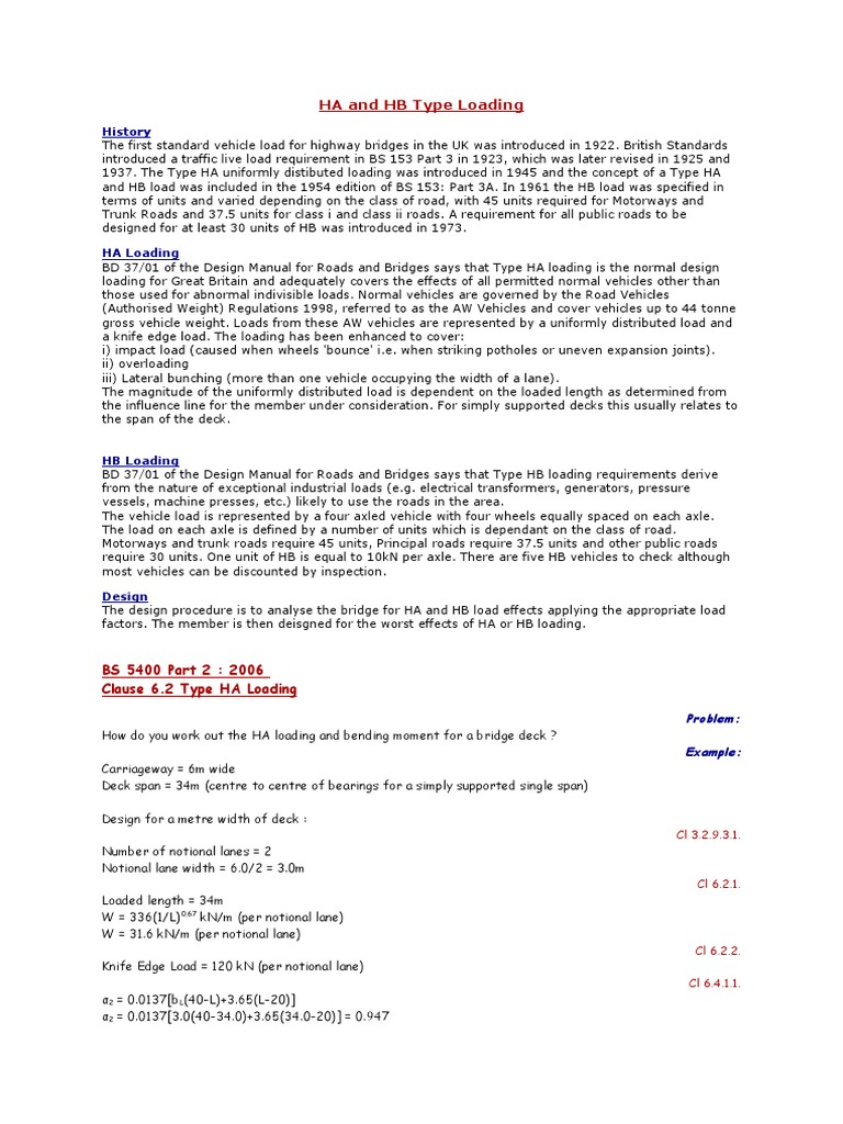 HA and HB Type Loading | PDF | Strength Of Materials | Bending
