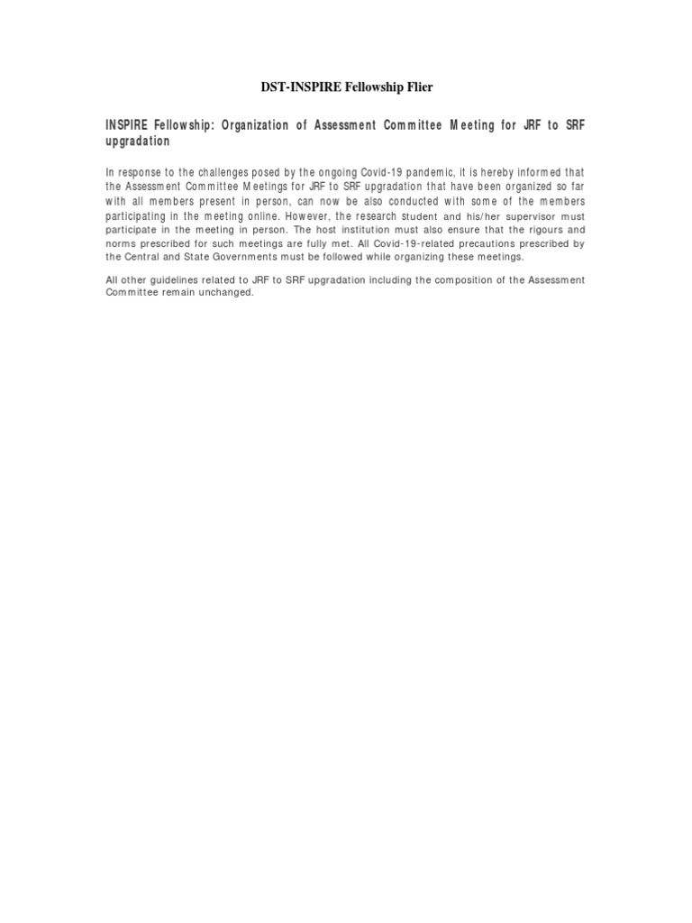 JRF to SRF Assessment Meeting Guidelines | PDF | Business | Finance & Money Management