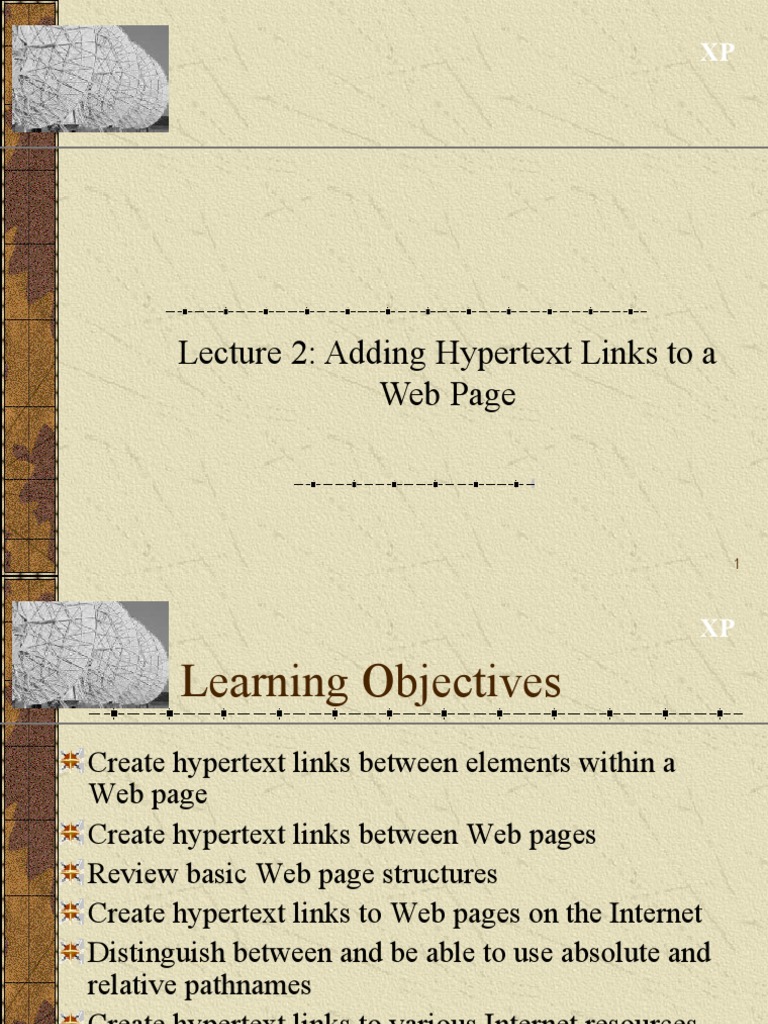 Lecture 2: Adding Hypertext Links To A Web Page | PDF | Hyperlink | World Wide Web