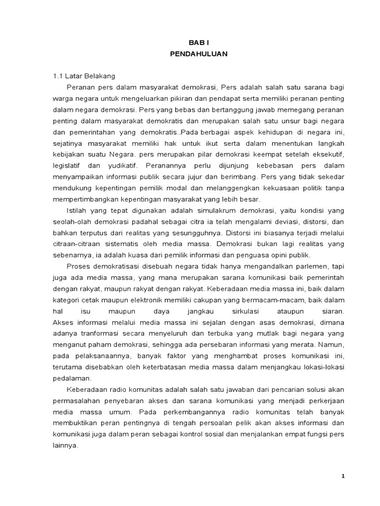 Makalah Peranan Pers Dalam Masyarakat Demokrasi | PDF