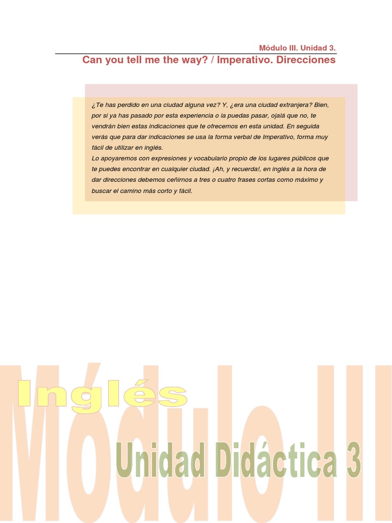 Unidad 3 Imperativo Direcciones | PDF | Unidades Semánticas | Lingüística