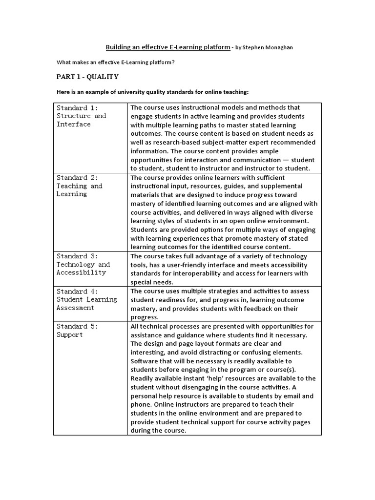 Part 1 - Quality: Here Is An Example of University Quality Standards ...