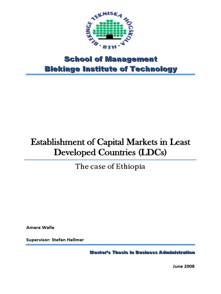 Establishing Capital Market In Ethiopia PDF PDF Financial Markets