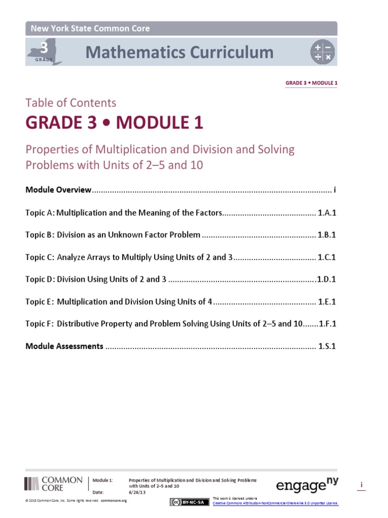 Grade 3 Math Module 1 | PDF | Common Core State Standards Initiative ...