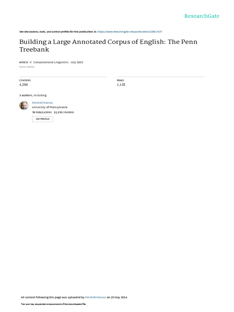 Building A Large Annotated Corpus of English: The Penn Treebank | PDF ...