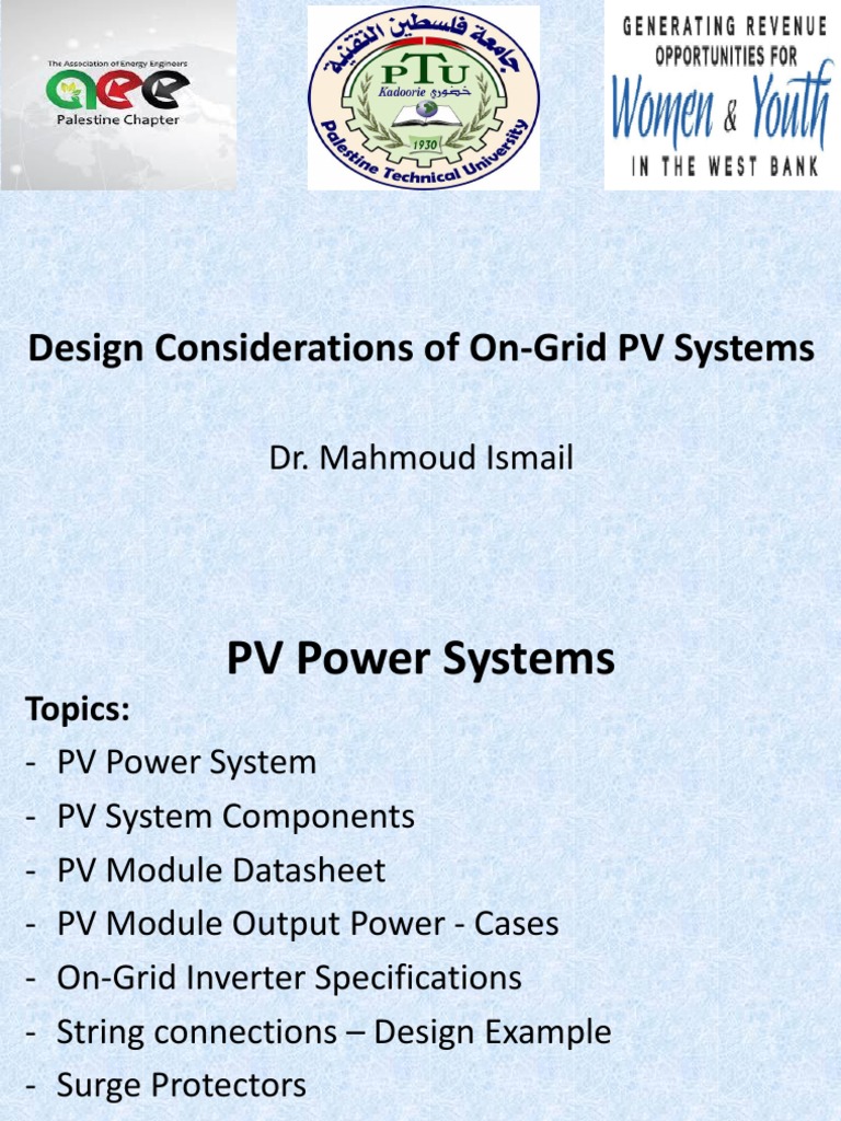 Design Considerations of On Grid PV Systems 1 | PDF | Photovoltaic ...