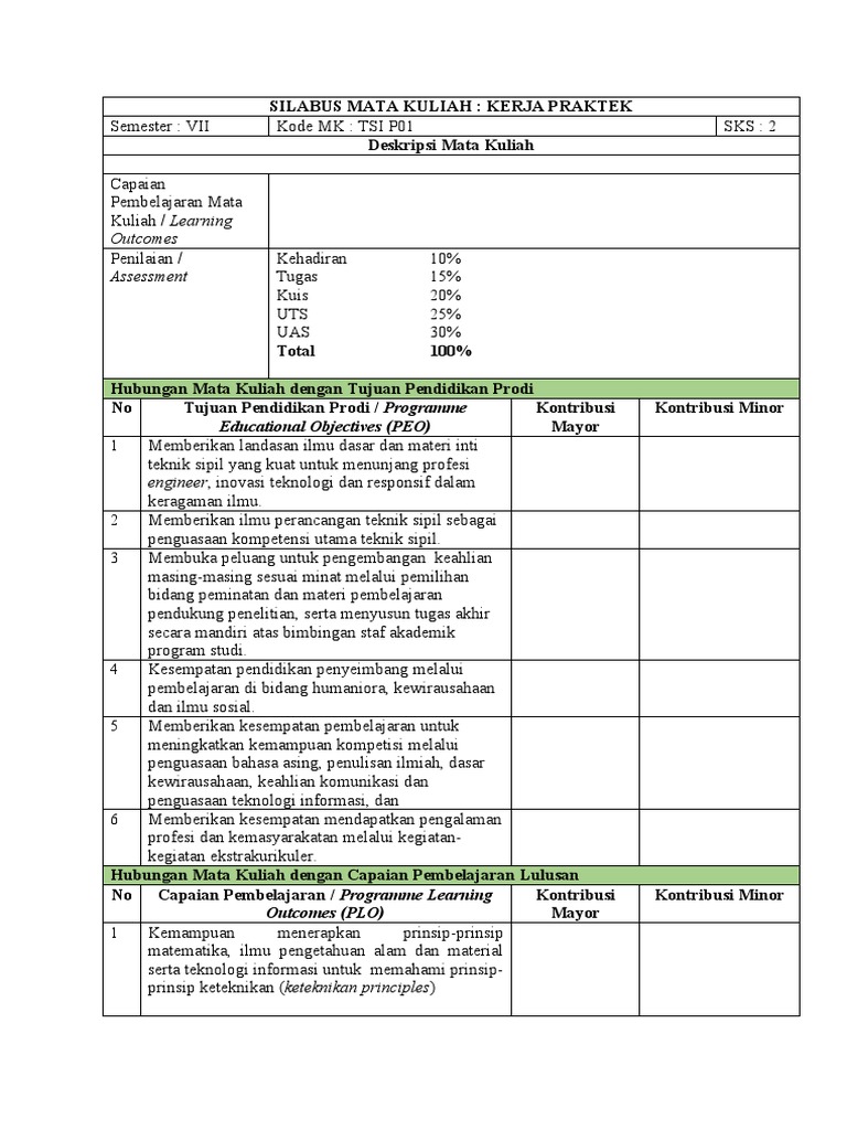 SILABUS Update - KERJA PRAKTEK BLM Ok | PDF | Karier & Perkembangan | Komputer